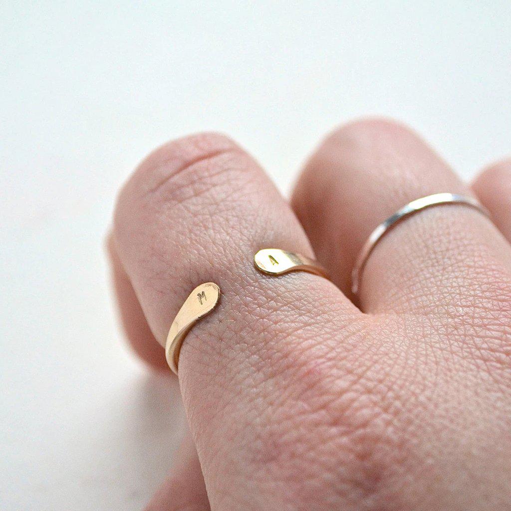 Custom Initial Ring Open Face Double Initial Signet Monogram Ring