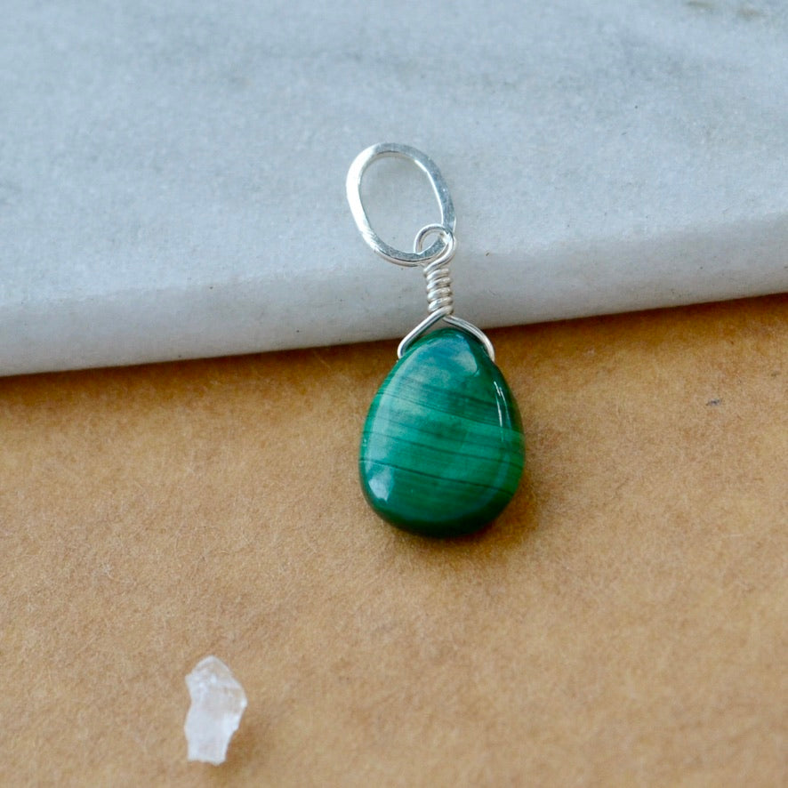 Low Tide Gem Charm - banded green malachite gemstone charm – Foamy Wader