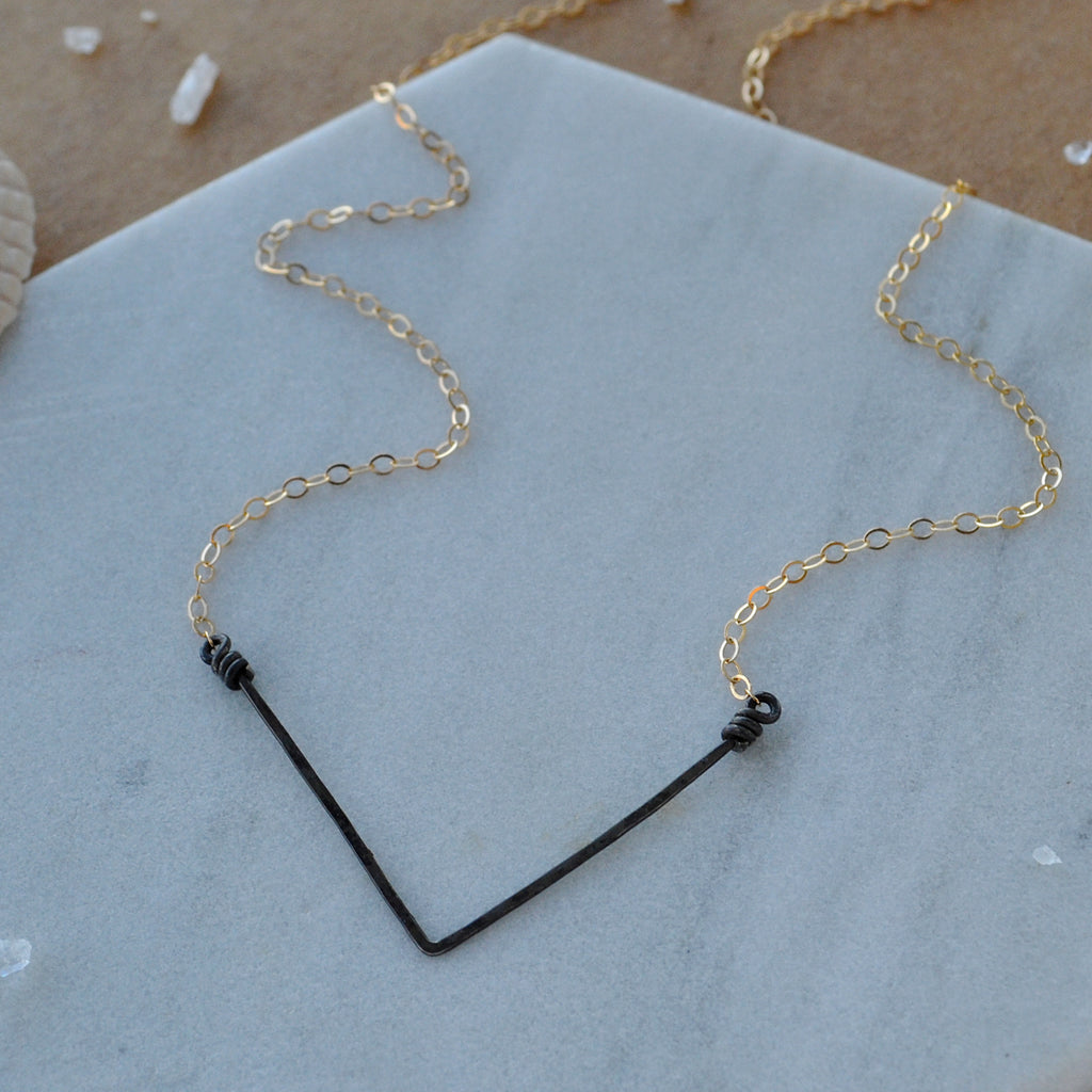 Chevron Necklace - handmade chevron pendant necklace in solid and mixe ...
