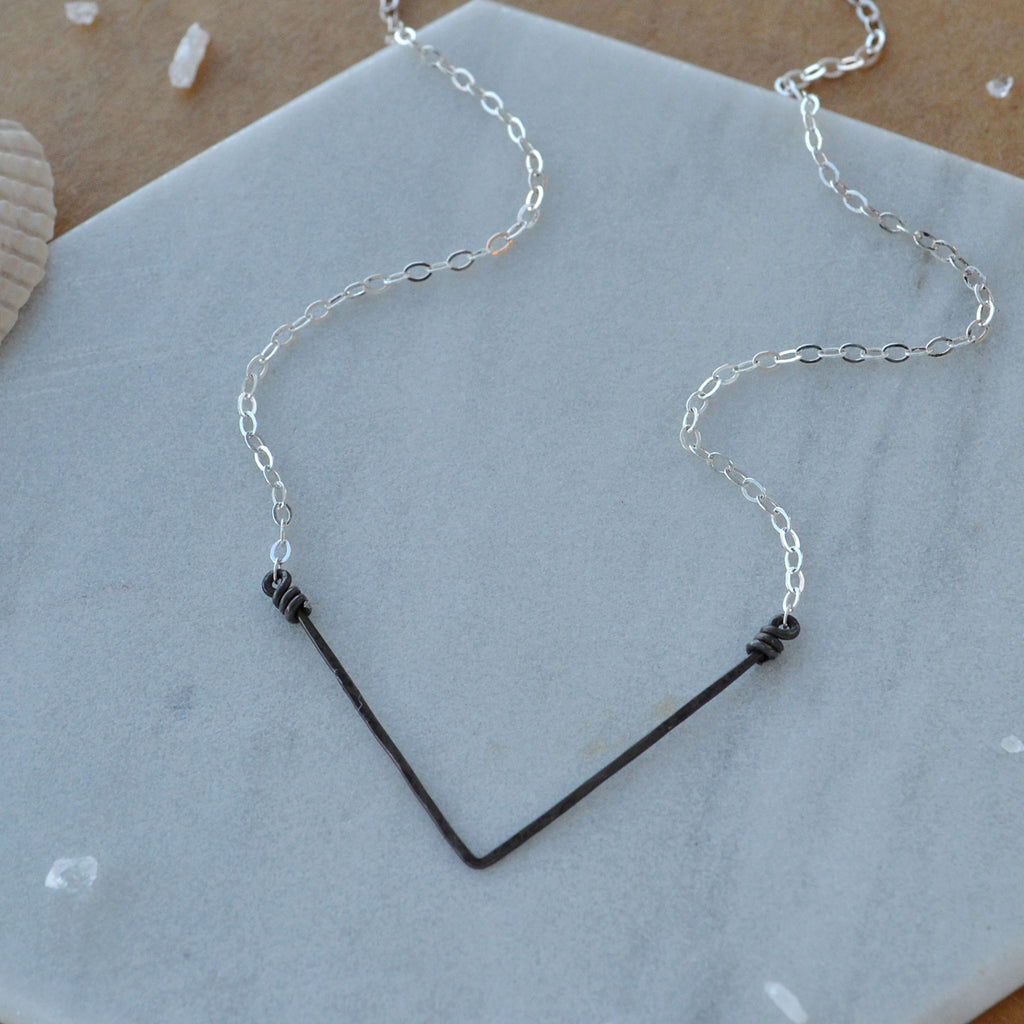 Chevron Necklace - handmade chevron pendant necklace in solid and mixe ...