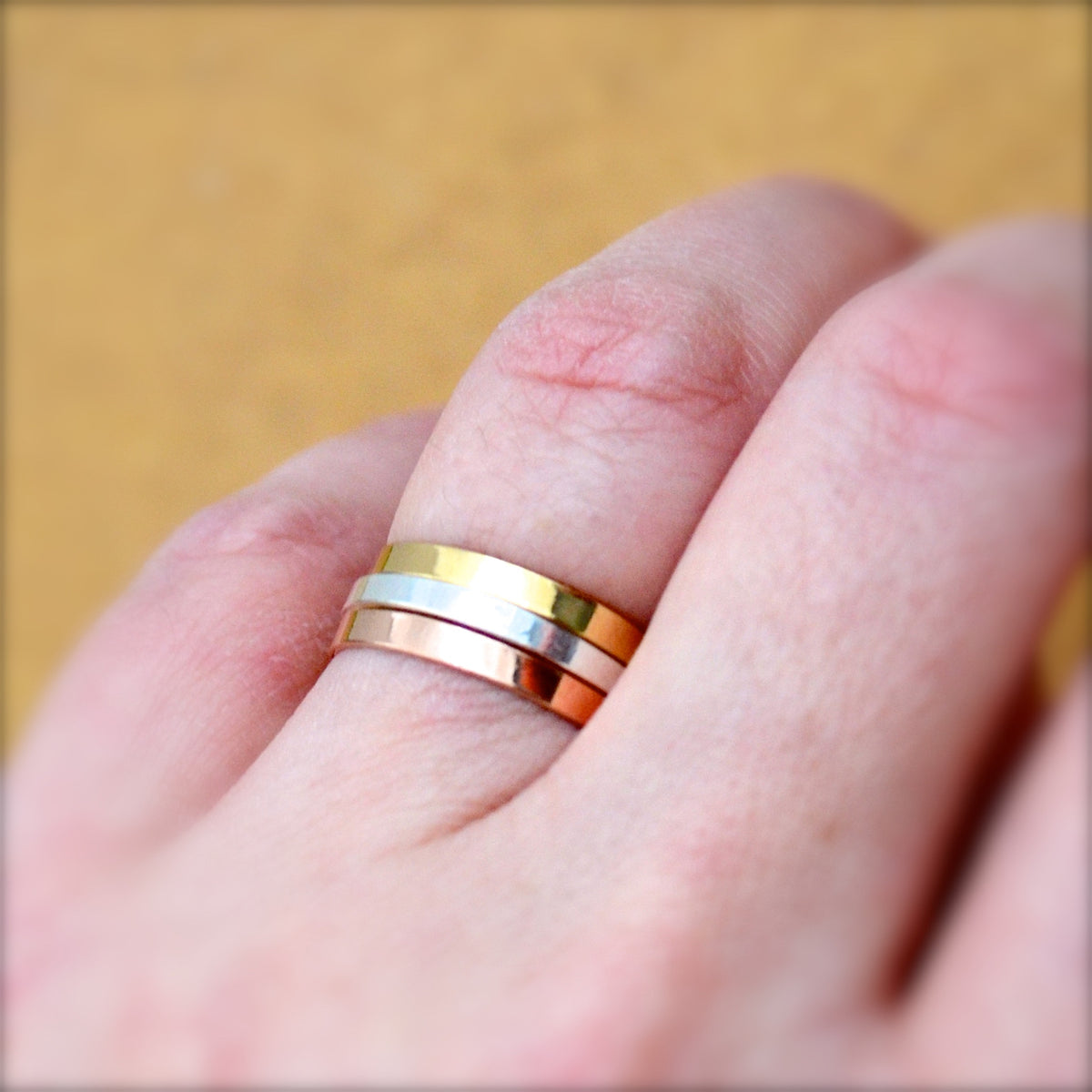 Simplicity Ring - classic 2mm flat band stacking ring // 4 metals ...