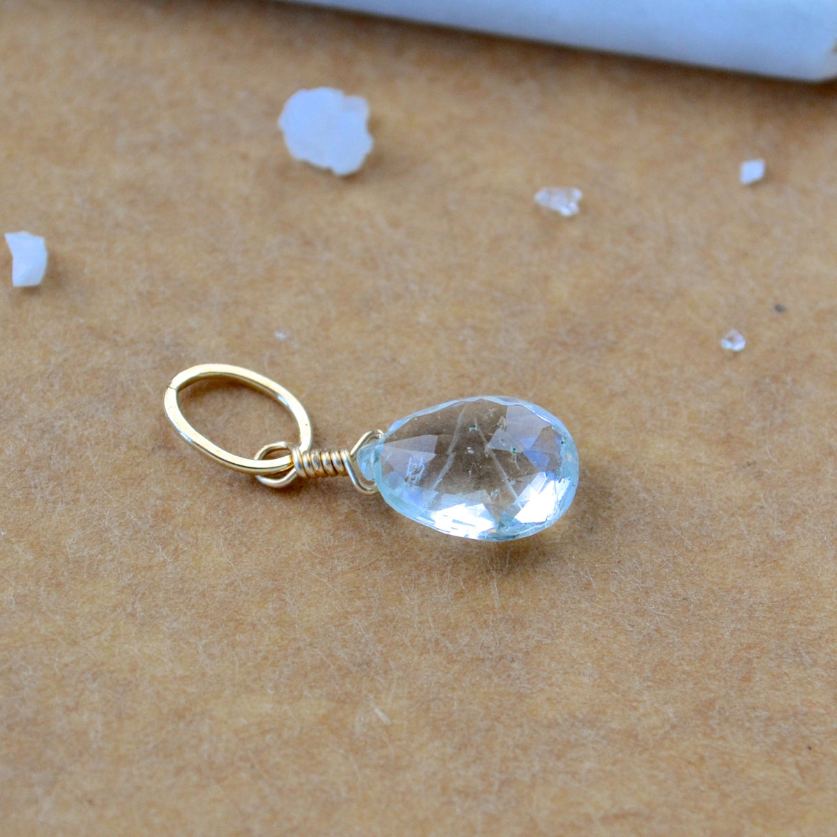 Safe at Sea Gem Charm - aquamarine gemstone charm pendant – Foamy Wader