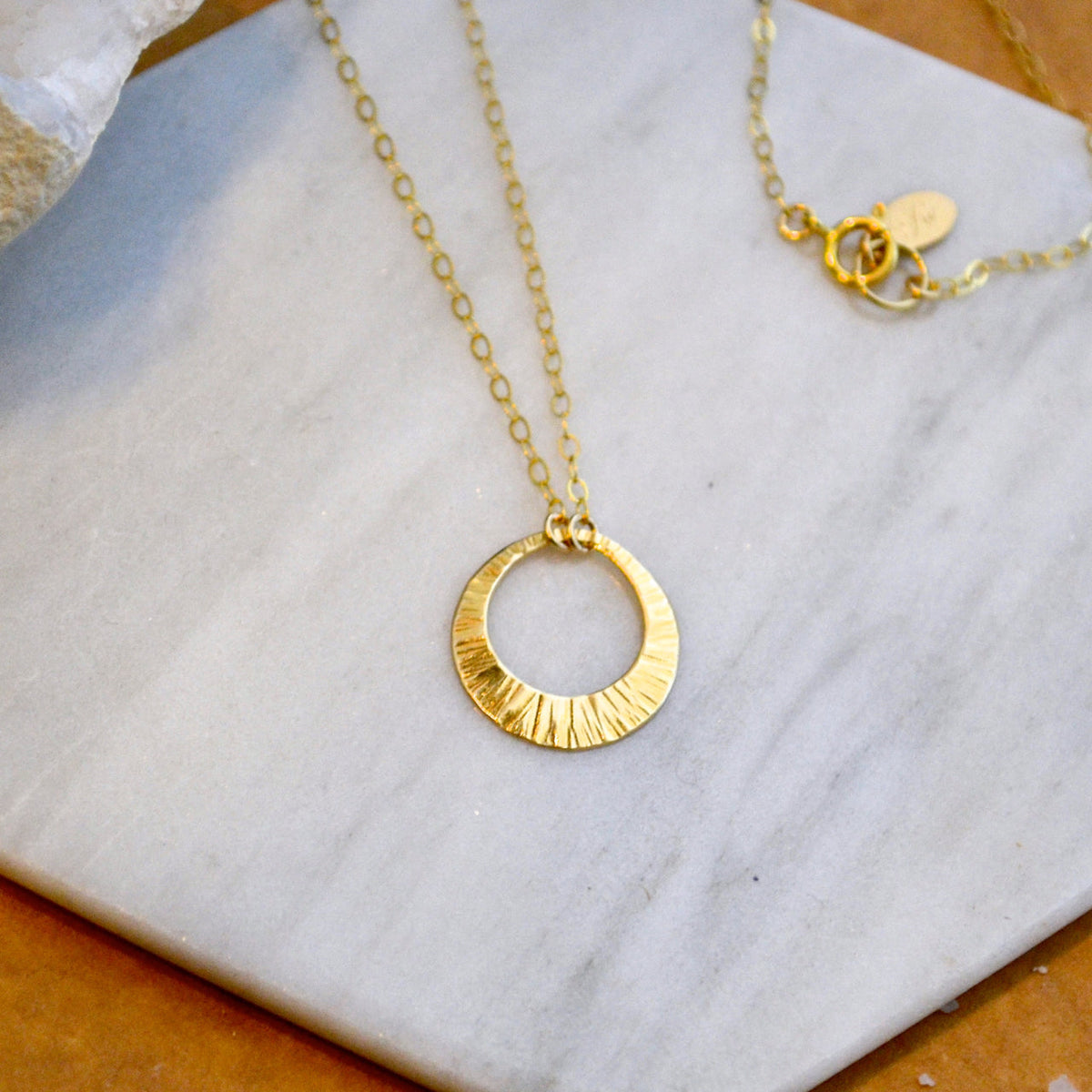 Beam Necklace - handmade hammered sunbeam crescent pendant necklace ...