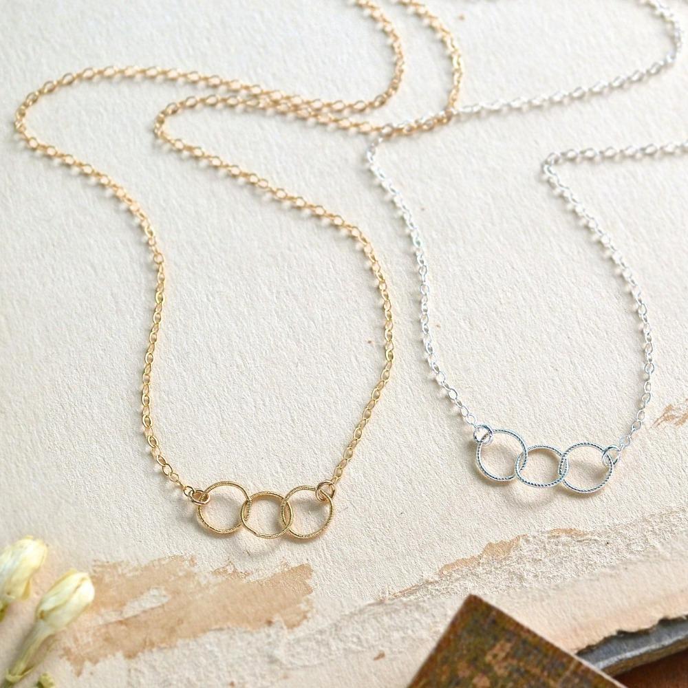 Trio Necklace - handmade interlocking triple circle necklace – Foamy Wader