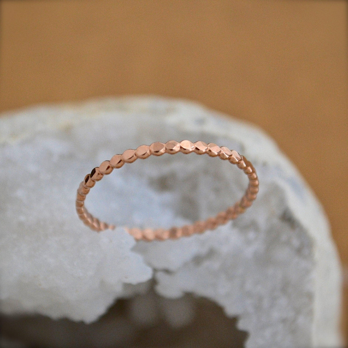 Droplets Ring - beaded dotted shimmering stacking ring in precious met ...